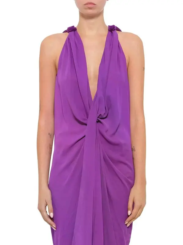 LANVIN Twist Detail Maxi Dress - Purple