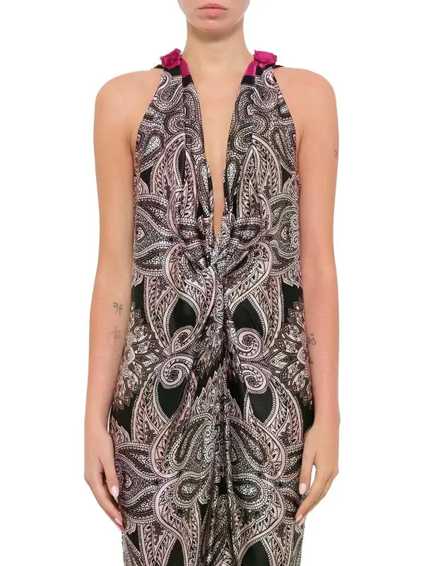 LANVIN Paisley Print Halterneck Dress - Pink