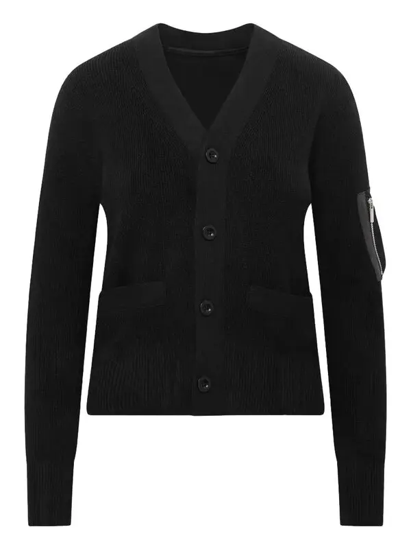 Sacai Panelled V-neck Cardigan - Black