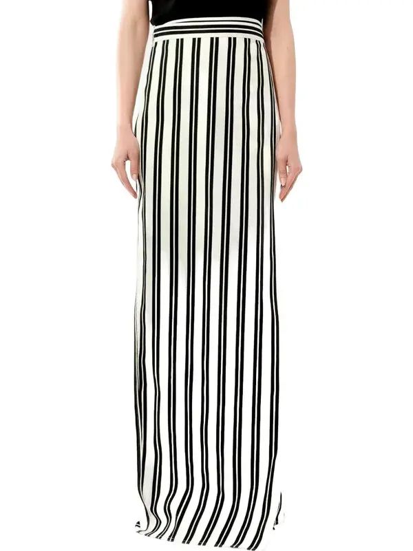 Balenciaga Striped Maxi Skirt - White