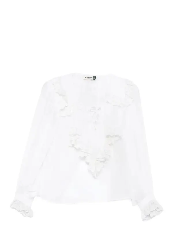 Rixo Milia Ruffled Lace-trim Blouse - White