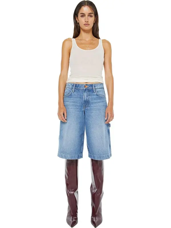 MOTHER Wide Leg Carpenter Denim Shorts - Blue