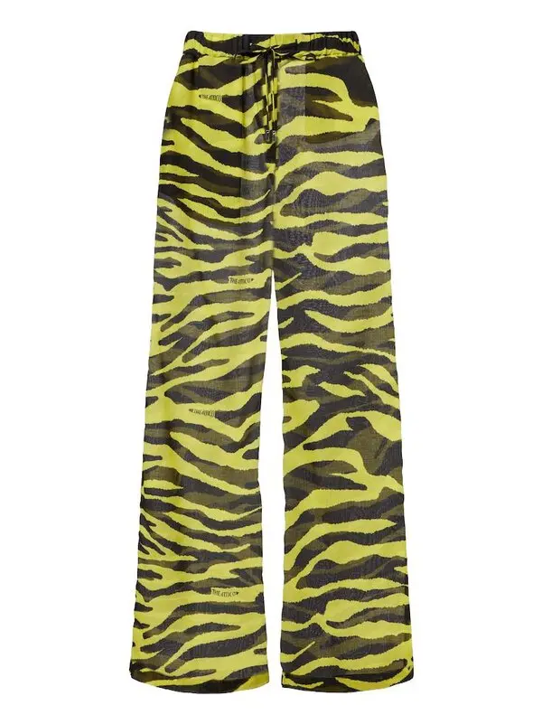 Attico Animal-print Cotton Wide-leg Pants - Yellow