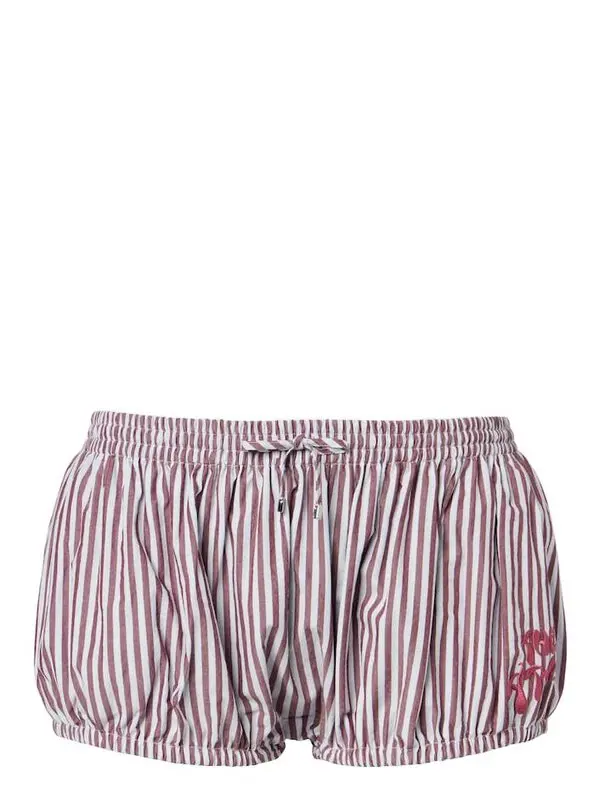 Attico Striped Cotton Shorts - Burgundy