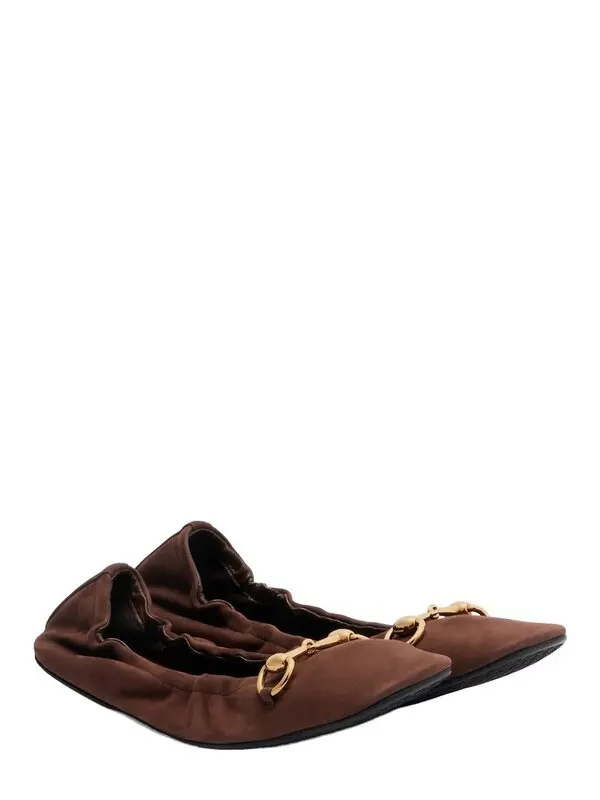 Gucci Horsebit Leather Ballet Flats - Brown