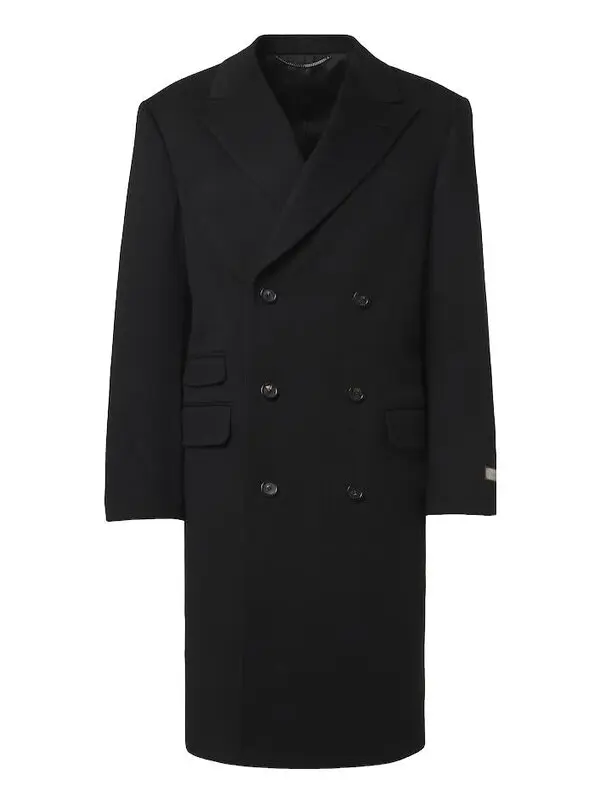 Canali Double-breasted Wool And Cashmere Coat - Black
