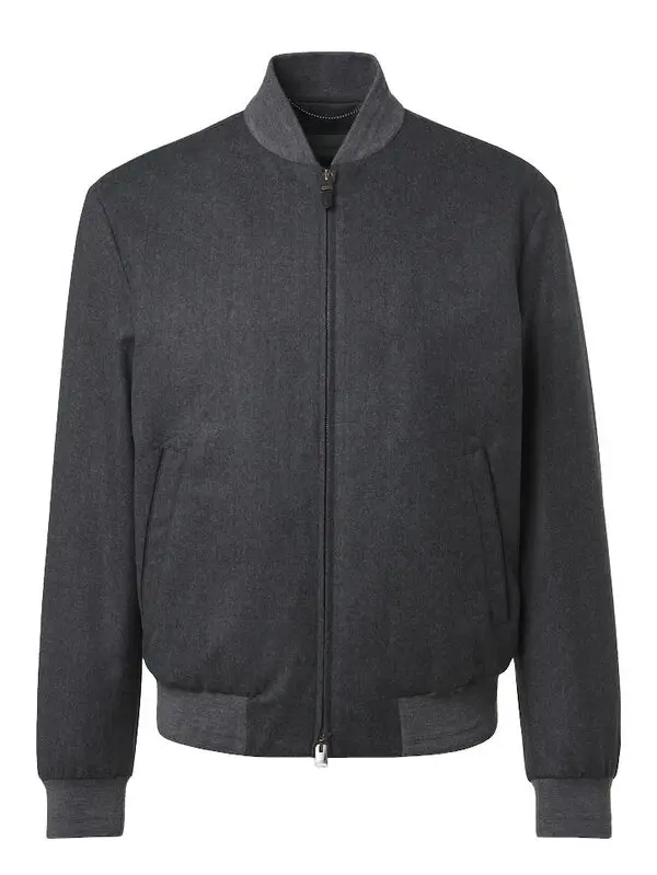 Canali Dark Wool Bomber Jacket - Grey