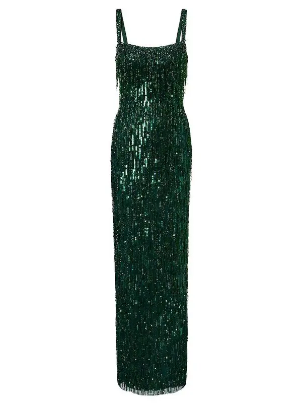 Jenny Packham Fleur Sequined Gown - Green