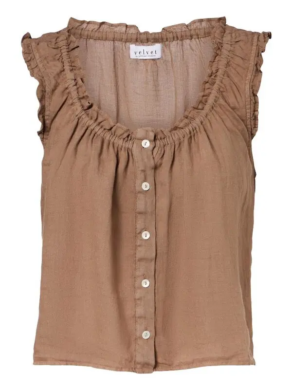 Velvet By Graham & Spencer Tana Linen Shirt - Brown