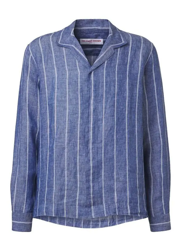 Orlebar Brown Sylvan Striped Linen Shirt - Blue