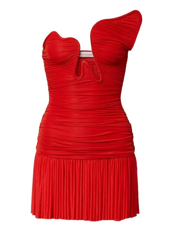 Christopher Esber Salacia Ruched Minidress In Terra - Red