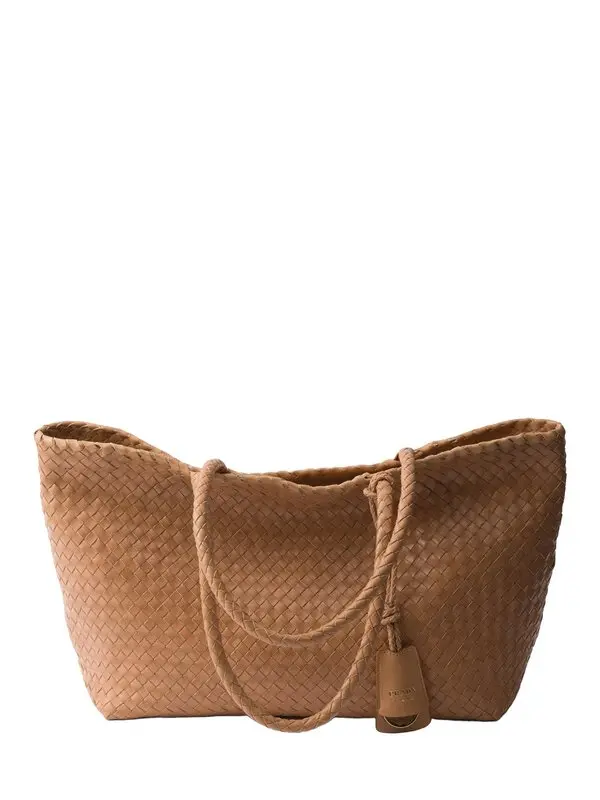 Prada Large Leather Tote Bag - Neutral