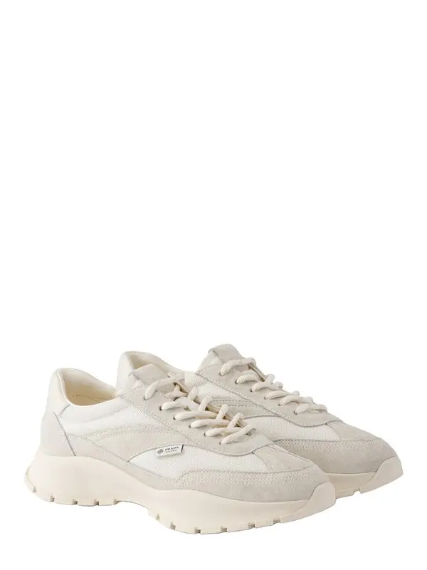Prada Mesh And Suede Sneakers - White