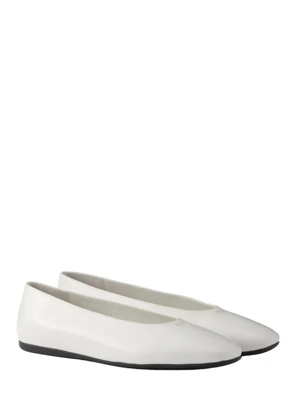 Prada Brushed Leather Ballerinas - White