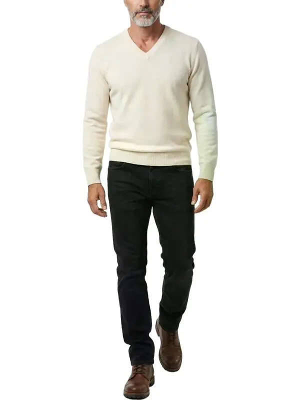 Brunello Cucinelli Cream Knitted V-neck Sweater - White