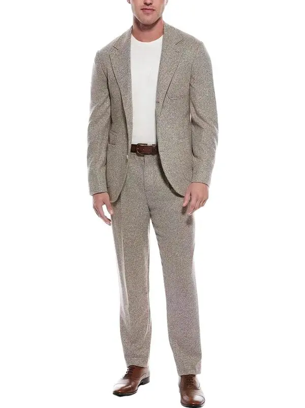Brunello Cucinelli Tailored Herringbone Suit - Neutrals