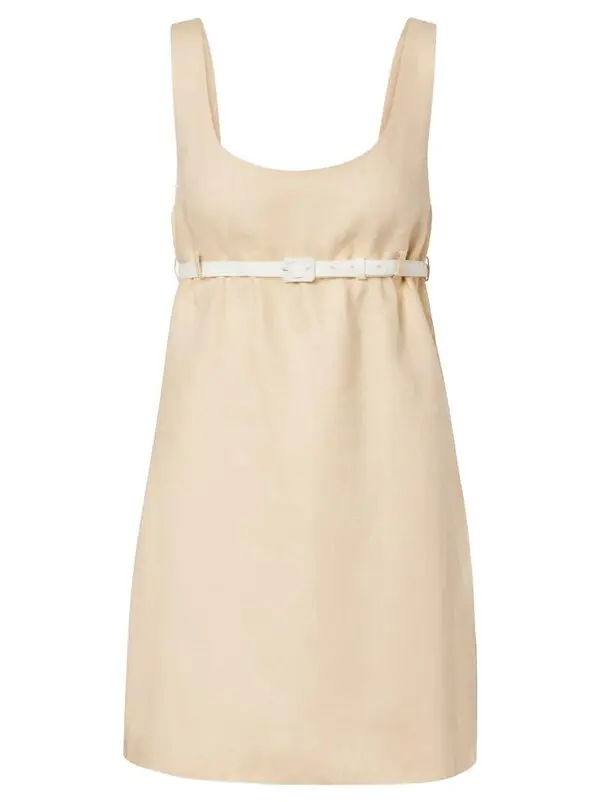 Posse Pamela Belted Linen Minidress - Beige