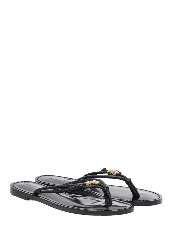 AMANU Kiwayu Leather Thong Sandals - Black
