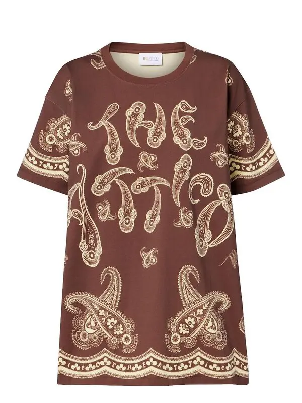 Attico Oversized Bandana Print Cotton Jersey T-shirt - Brown
