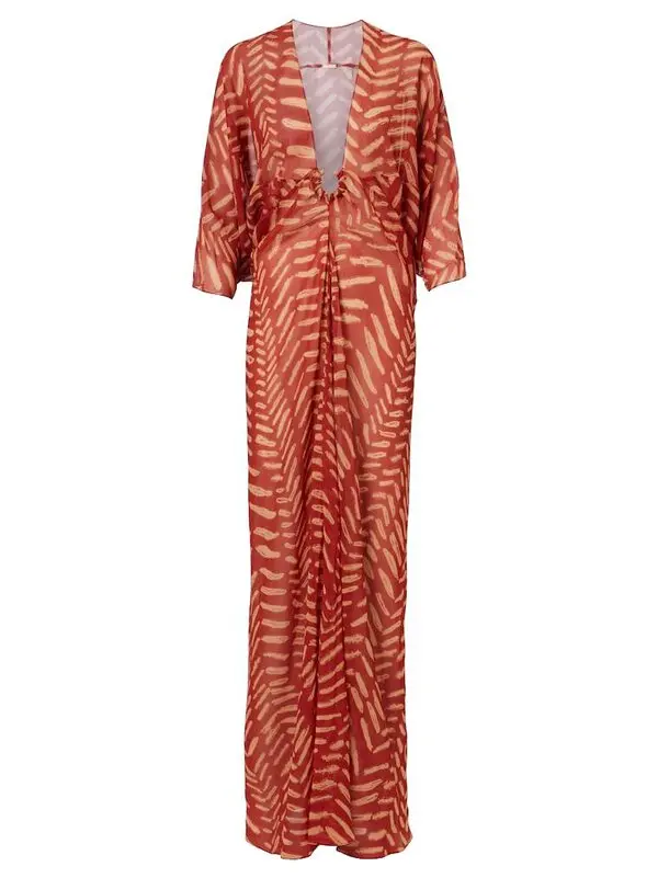 Johanna Ortiz Printed Georgette Maxi Dress - Red