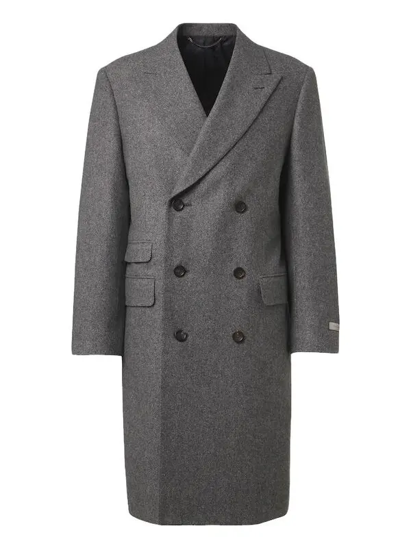 Canali Double-breasted Wool And Silk Coat - Grey
