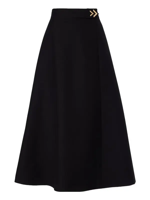 Valentino Garavani Vgold Crepe Couture Midi Skirt - Black