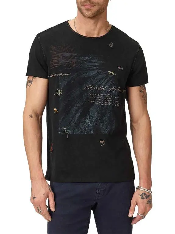 John Varvatos Wild Heart Raw Edge Graphic T-shirt - Black