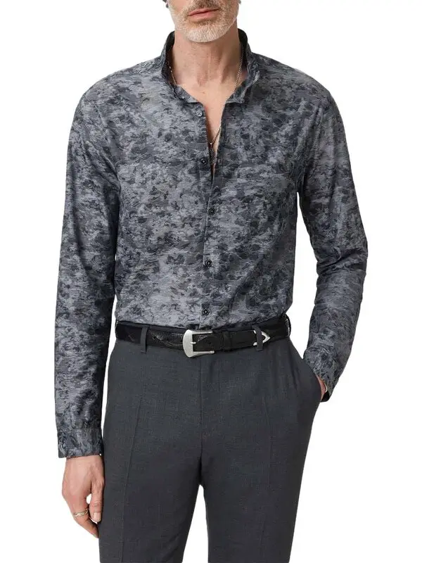 John Varvatos Vistra Cotton Button-up Shirt - Charcoal