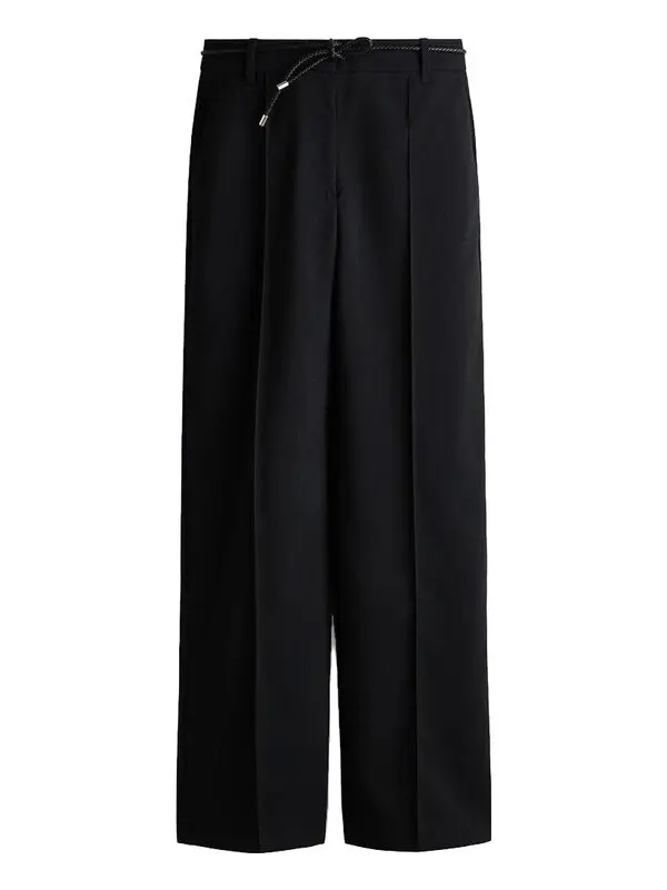 H&m Straight Belted Trousers - Black