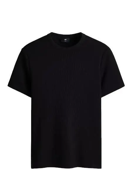 H&m Slim Fit Ribbed T-shirt - Black