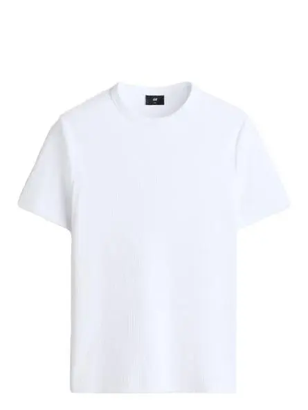 H&m Slim Fit Ribbed T-shirt - White