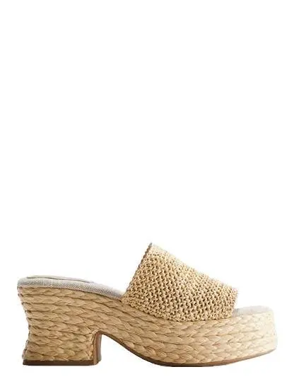 H&m Heeled Platform Espadrille Sandals - Beige