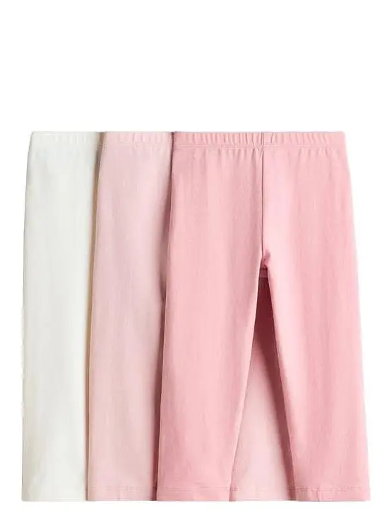 H&m 3-pack Cotton Leggings - Light Pink/white