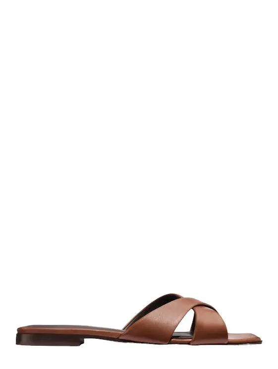 MARGAUX LONNBERG The Selene Flat Sandal - Cognac Nappa