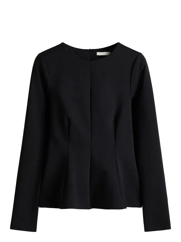 H&m Jersey Peplum Top - Black