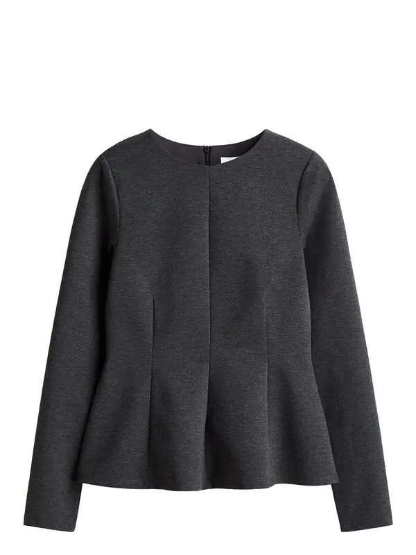 H&m Jersey Peplum Top - Dark Gray