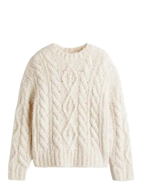 H&m Cable-knit Jumper With Ribbed Details - Cream