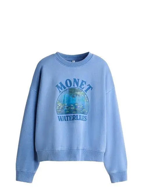 H&m Oversized Printed Sweatshirt - Blue/monet