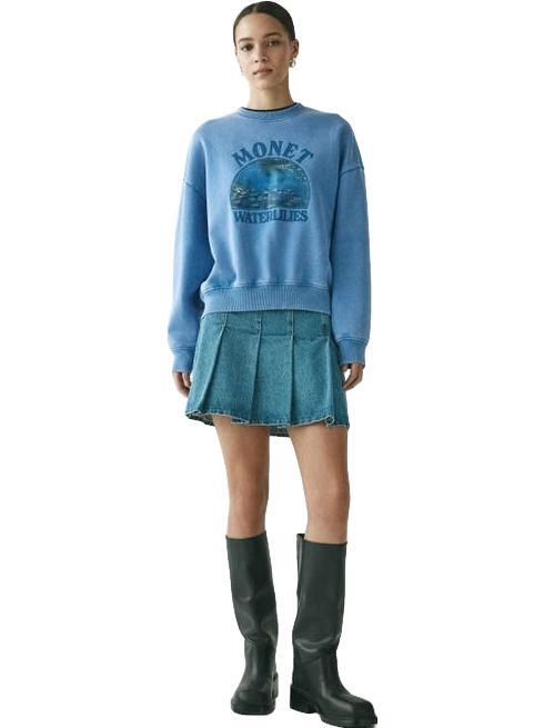 H&m Oversized Printed Sweatshirt - Blue/monet