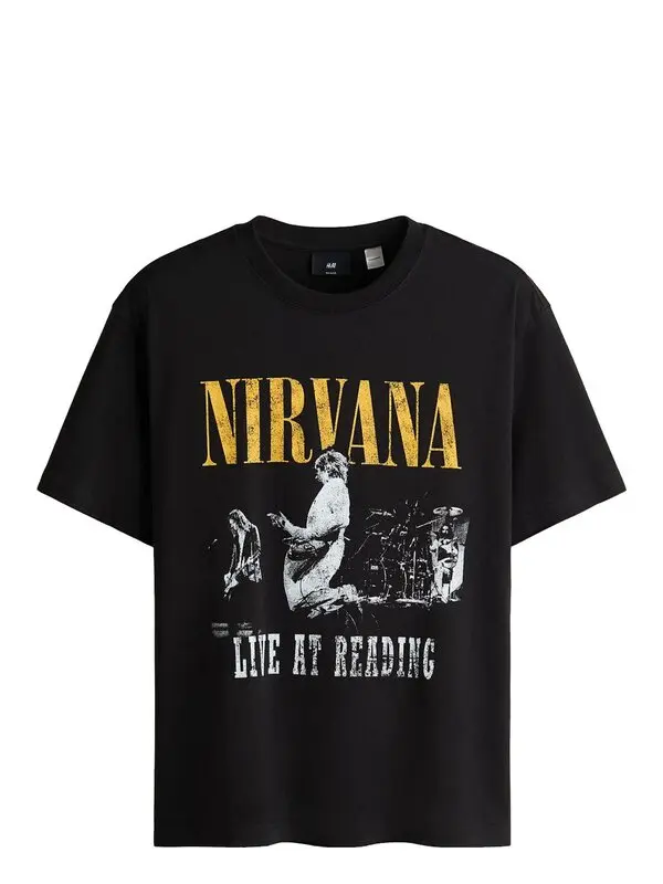 H&m Loose Fit T-shirt - Black/nirvana
