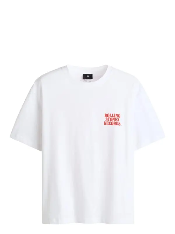 H&m Loose Fit T-shirt - White/the Rolling Stones