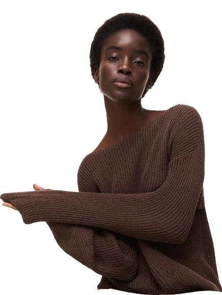 H&M Boat-neck Jumper - Dark Brown