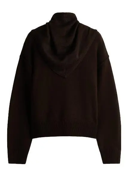 H&m Knitted Jumper With Scarf - Dark Brown