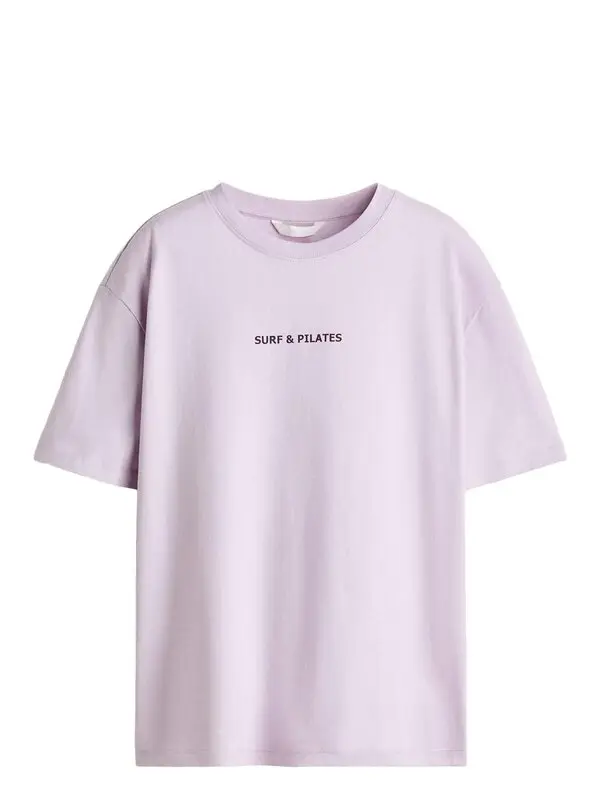 H&m Oversized Cotton Jersey T-shirt With Dropped Shoulders - Light Purple/surf