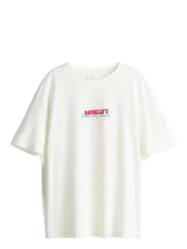 H&m Oversized Cotton Jersey T-shirt With Dropped Shoulders - White/rafaello's
