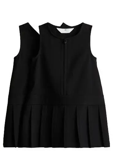 H&m Pack Of Two Sleeveless A-line Dresses With Zip Front And Pleated Skirt - Black