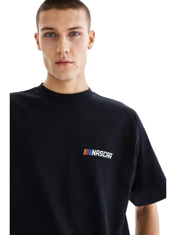 H&m Oversized Fit T-shirt - Black/nascar