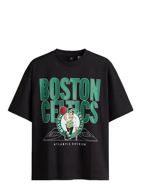 H&m Oversized Fit T-shirt - Black/nba