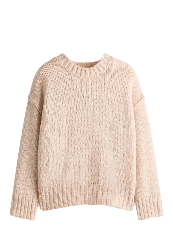 H&m Oversized Wool Blend Jumper - Light Beige