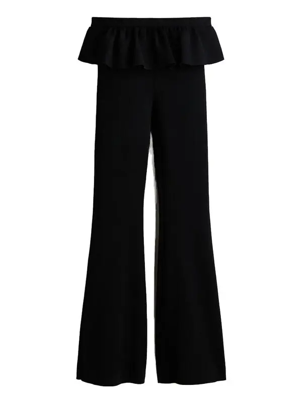 H&m Frill-trimmed Flared-leg Trousers - Black